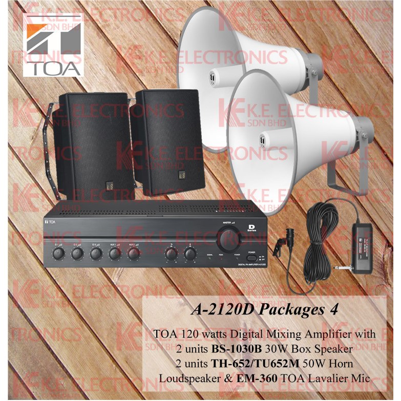 TOA PA System Package c/w 50W 20" Horn Loudspeakers 2 units, 30W Box ...