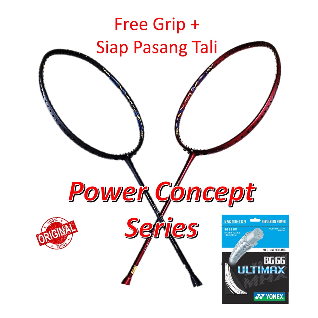 (Siap Pasang Tali 4-KNOT + Free Grip) ORIGINAL Apacs Power Concept 966 ...