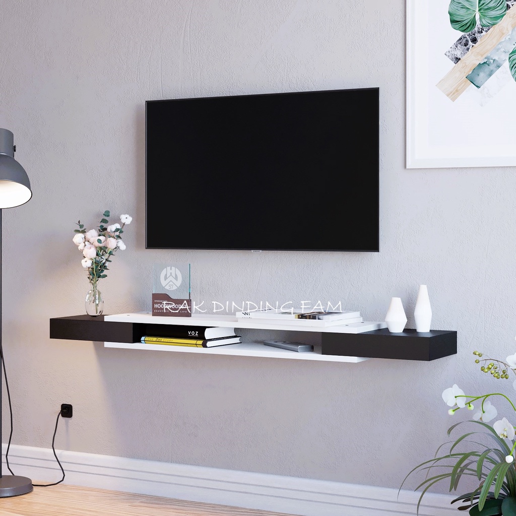 Hanging Minimalist Wooden Wall TV Table Shelf Home Decor 006 | Shopee ...