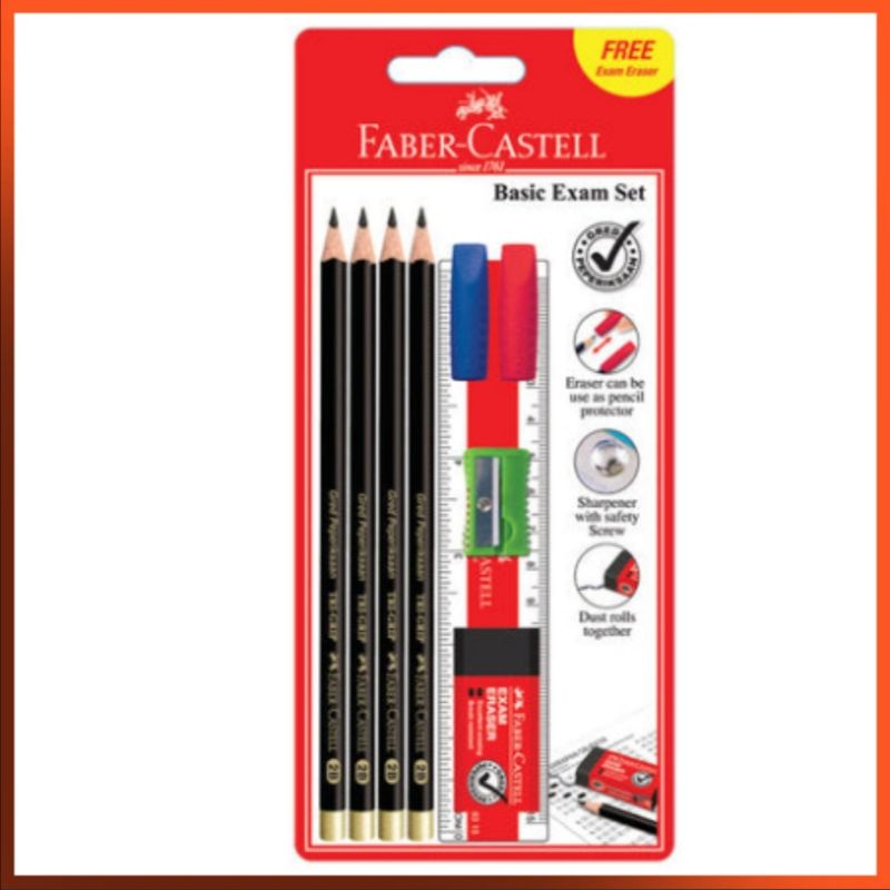 Faber-Castell 2B Basic Exam Set / Pack - 212141 / Stationery Gift Set ...