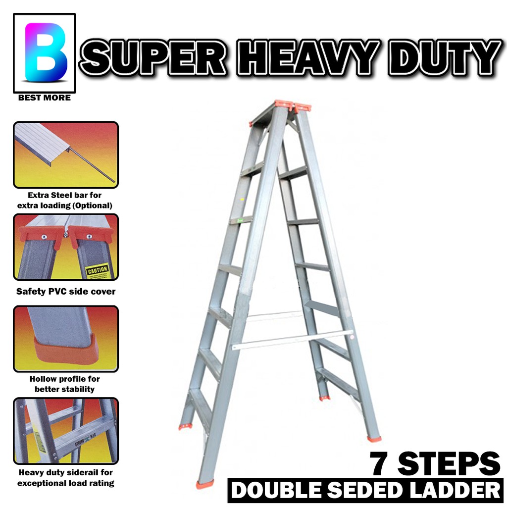 Ladder STRONG MAN Double Sided Super Heavy Duty 7 Steps | Shopee Malaysia