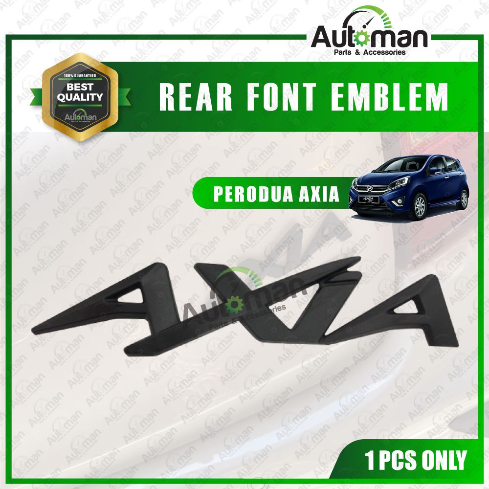 Perodua Axia Car Logo Matt Black Rear Font Emblem 1Pcs | Shopee Malaysia