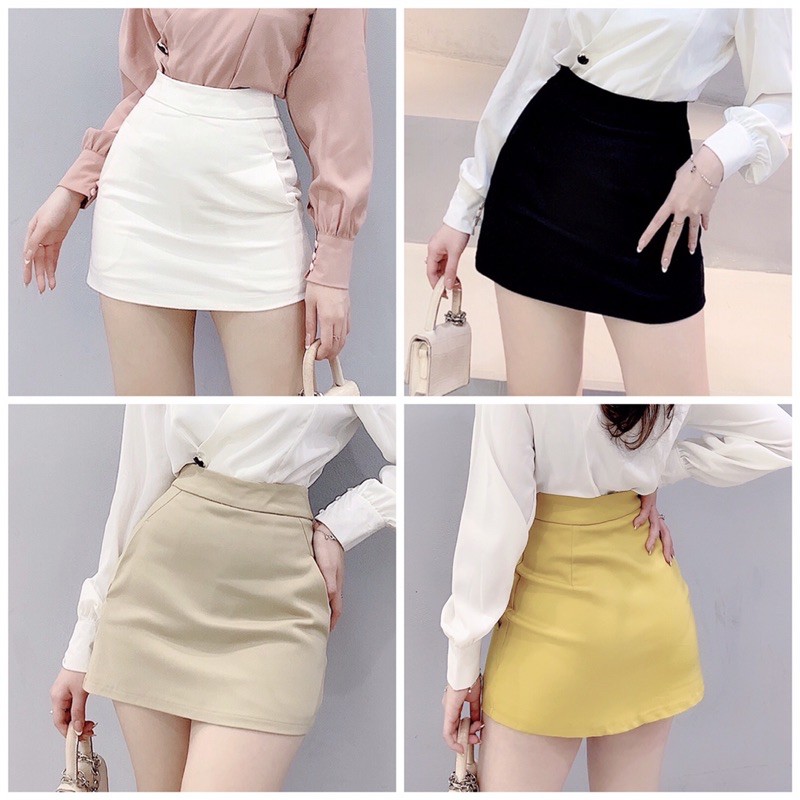 Basic office plain A-line skirt in 4 basic colors CV801 HILA | Shopee ...