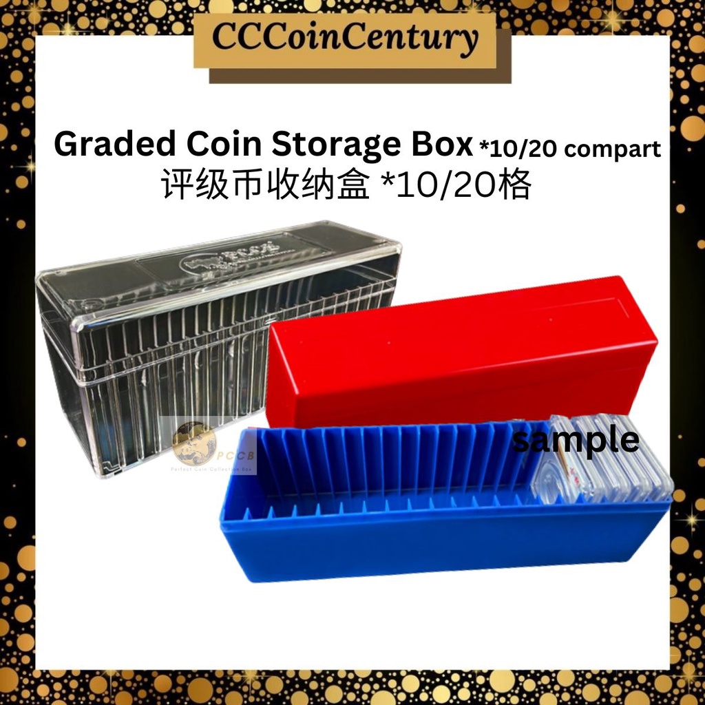 【READY STOCK KL】Graded Coin Collection Storage Box (10/20compart ...