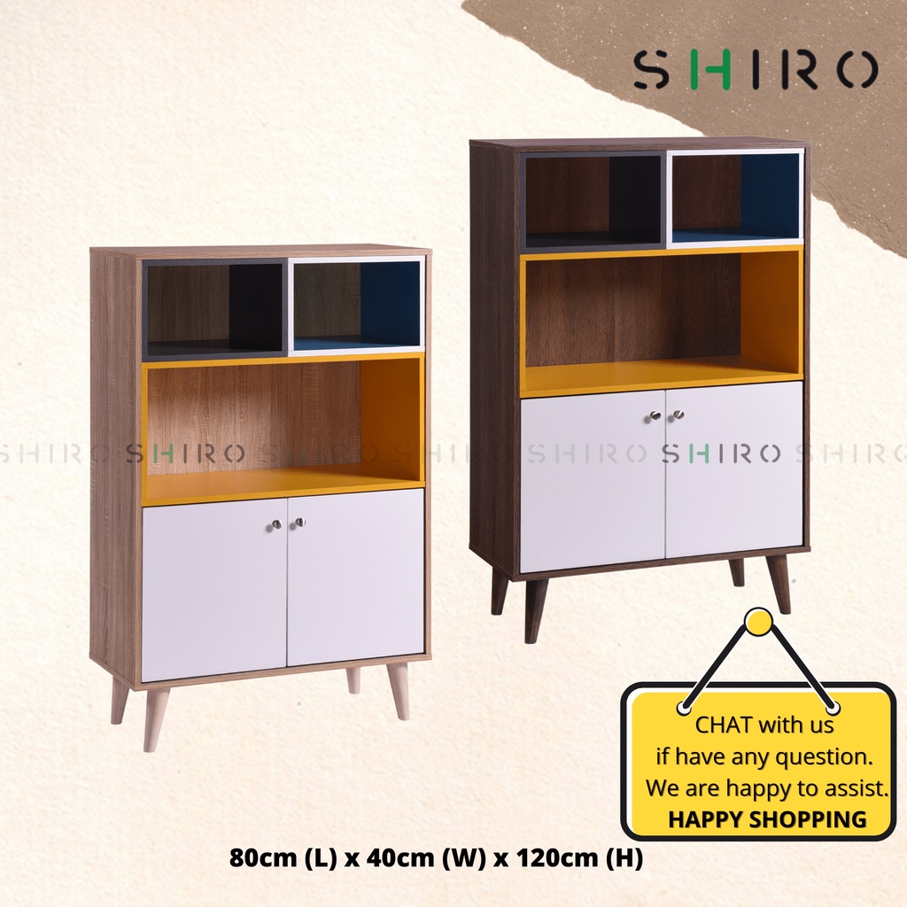 SHIRO 2 Door Storage Cabinet with Shelf / Bookshelf / Display Cabinet / Organizer Rack shelf ...