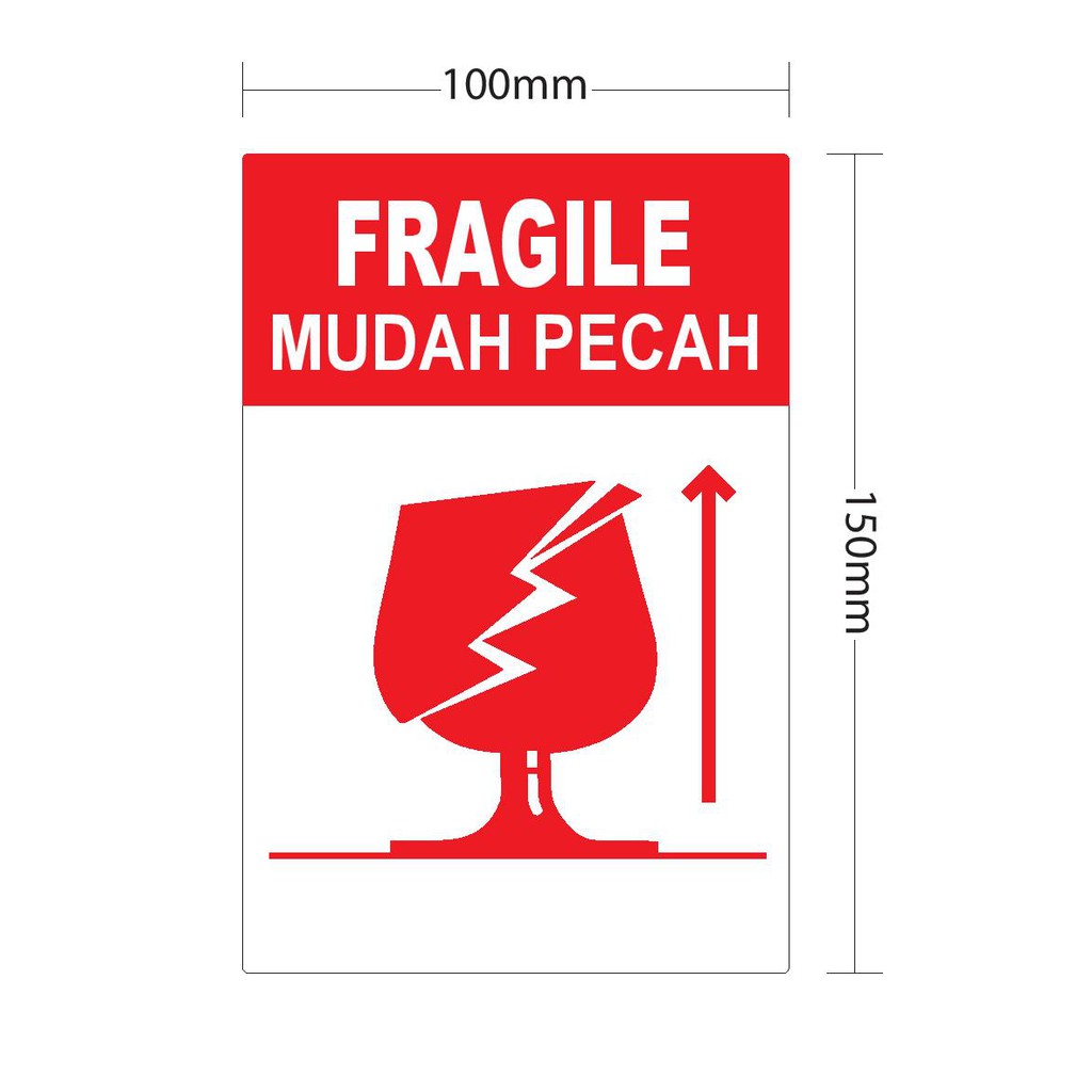 Large Size Fragile Warning / Reminder Sticker [100pcs] 10cm x 15cm ...