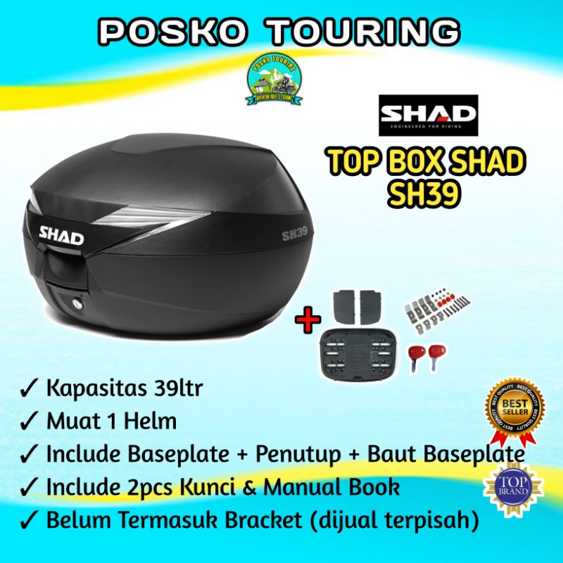 Top Box Shad SH39 Non Carbon | Touring motorbike Box | Shopee Malaysia