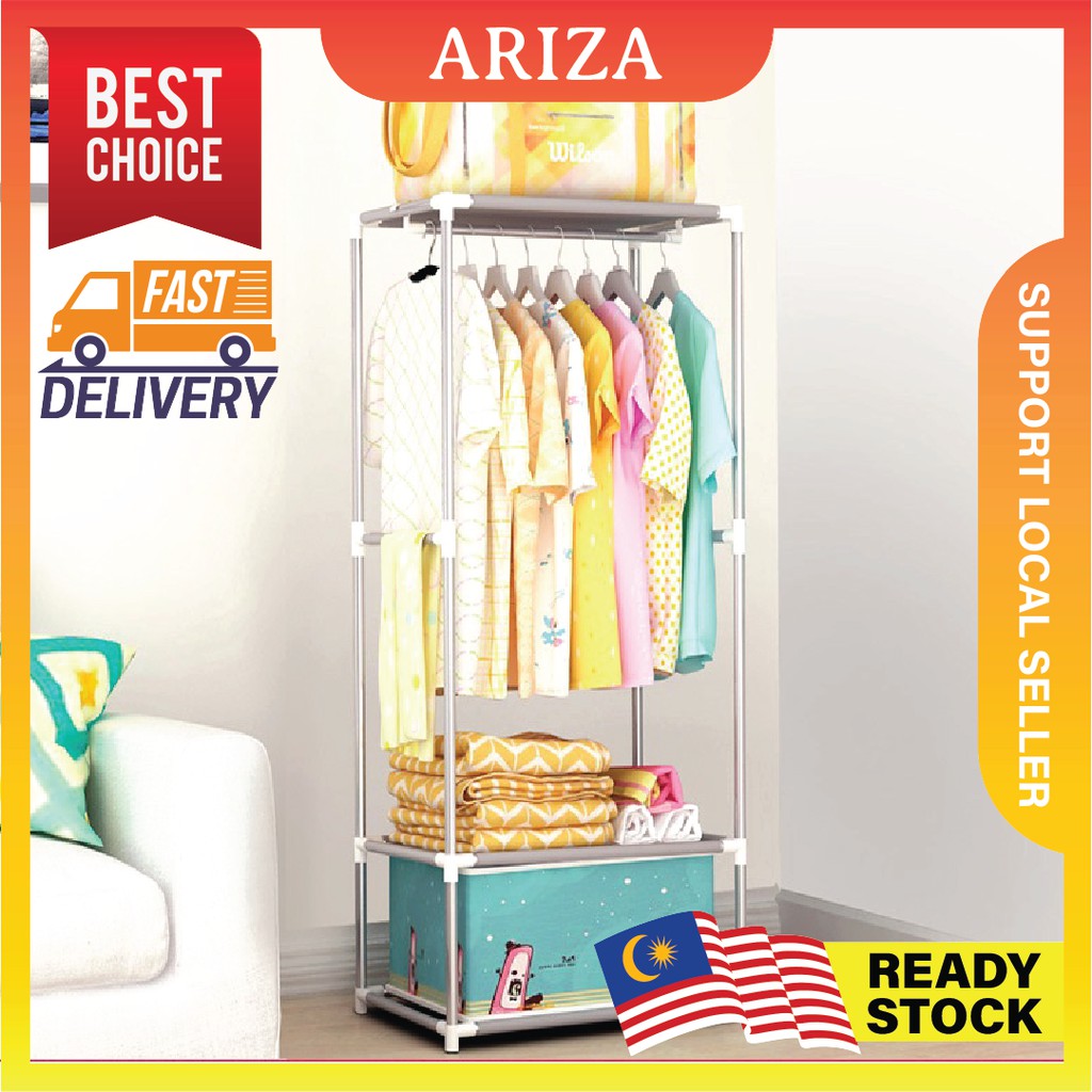 Korean Multipurpose Cloth Organizer Rack Wardrobe Rak Baju / Cloth ...
