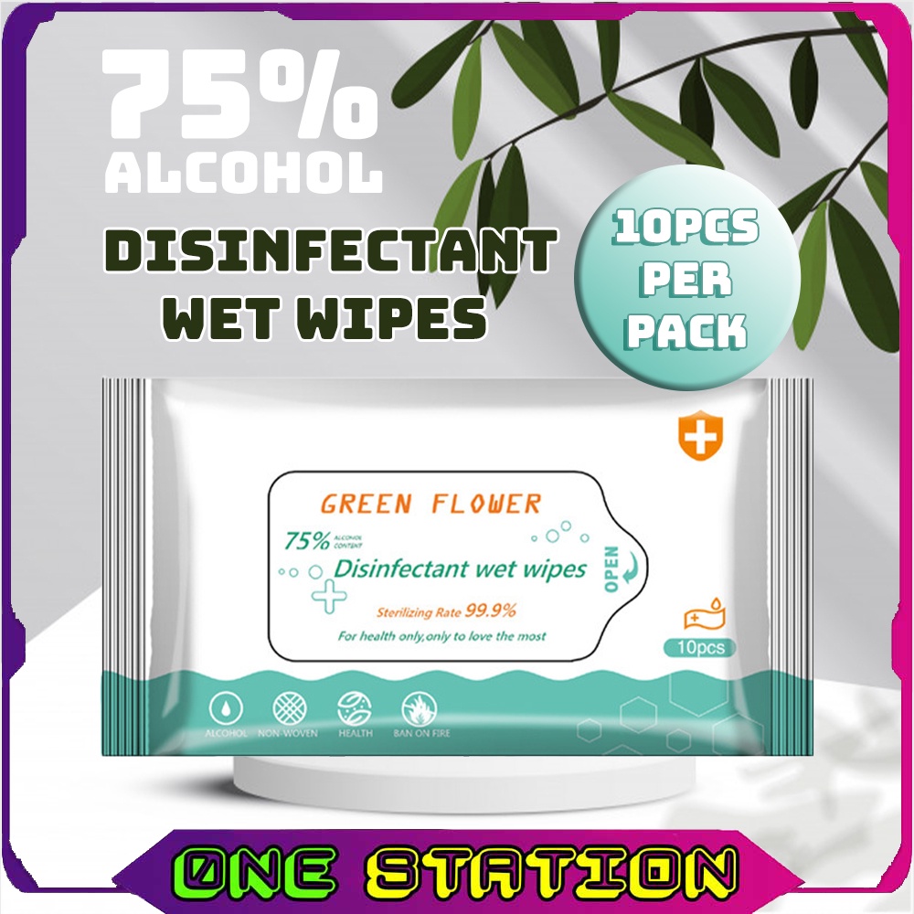 10PCS/PACK 75% ALCOHOL DISINFECTANT WET WIPES SANITIZING WET TISSUE ...