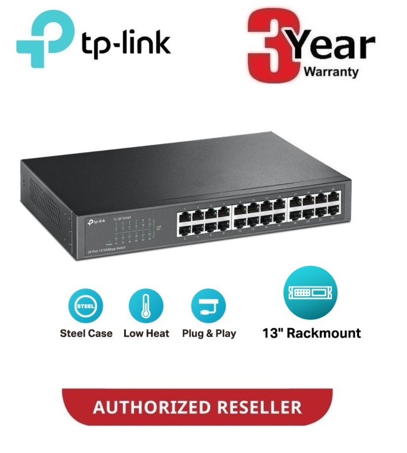 TP-LINK TL-SF1024D 24-PORT 10/100MBPS STANDARD DESKTOP/RACKMOUNT SWITCH ...