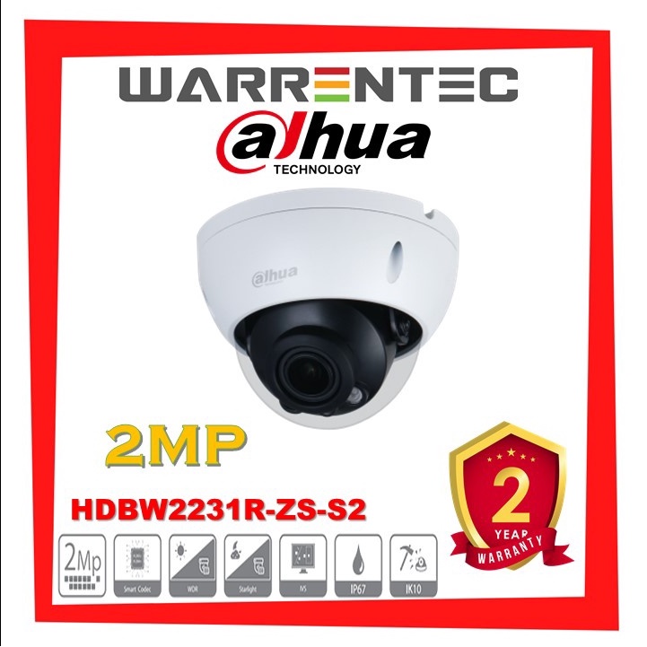 DAHUA 2MP LITE IR VARI-FOCAL DOME NETWORK CAMERA - HDBW2231R-ZS-S2 | Shopee Malaysia
