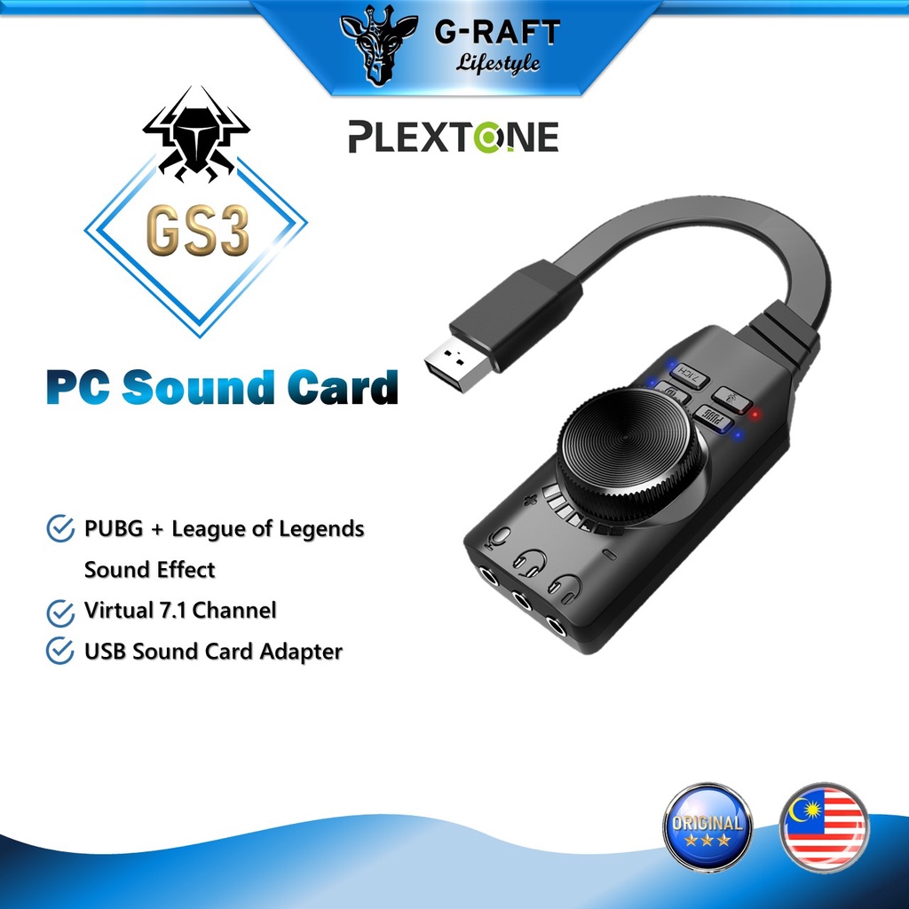 [New Upgraded Version] PLEXTONE GS3 Virtual 7.1CH USB Sound Card ...