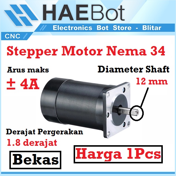 MESIN [HAEBOT] Nema 34 86 Micro Stepper Motor 4A 127mm Shaft 12mm Sanyo ...