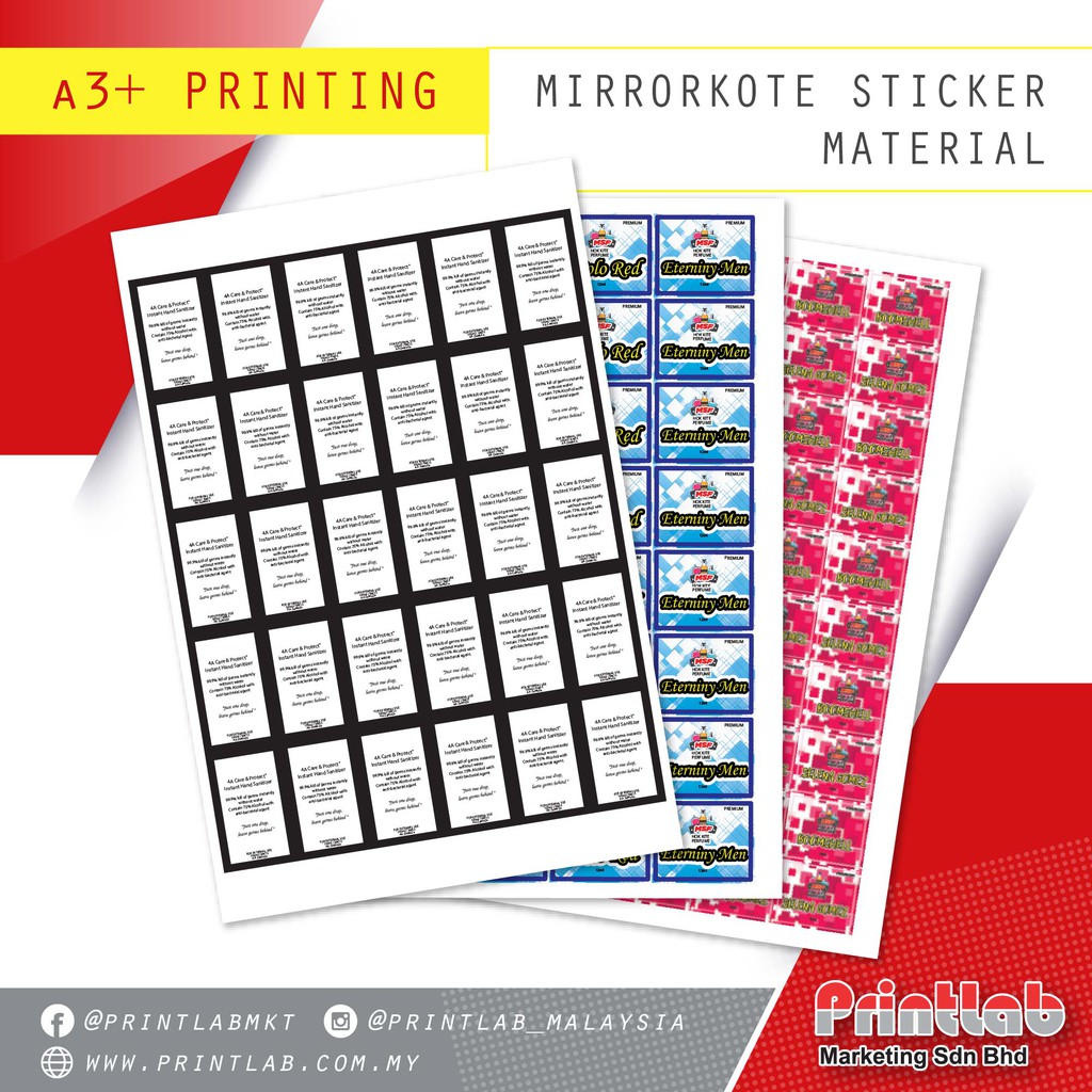 A3+ Loose Sheet Sticker Printing Service, Mirrorkote Sticker Without ...