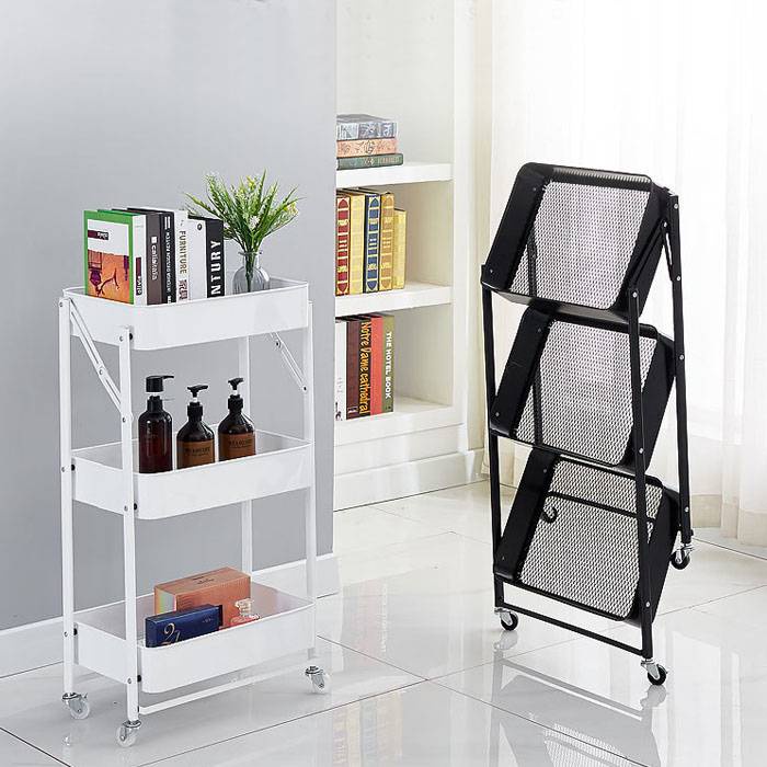 Foldable Kitchen Trolley Rack Multi-Functional Storage Trolley Rack ...
