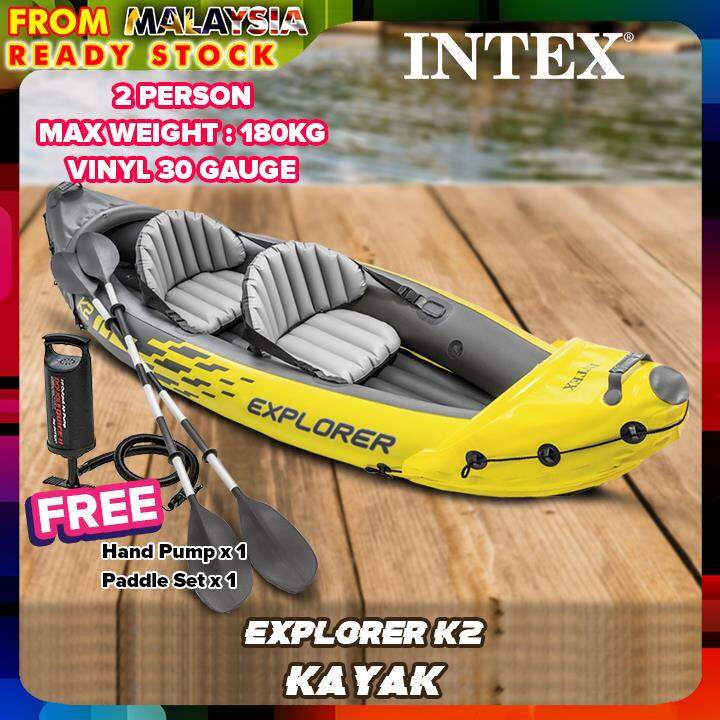 INTEX 2 Design Inflatable Kayak Boat Set For Sport Gaming Outdoor ...