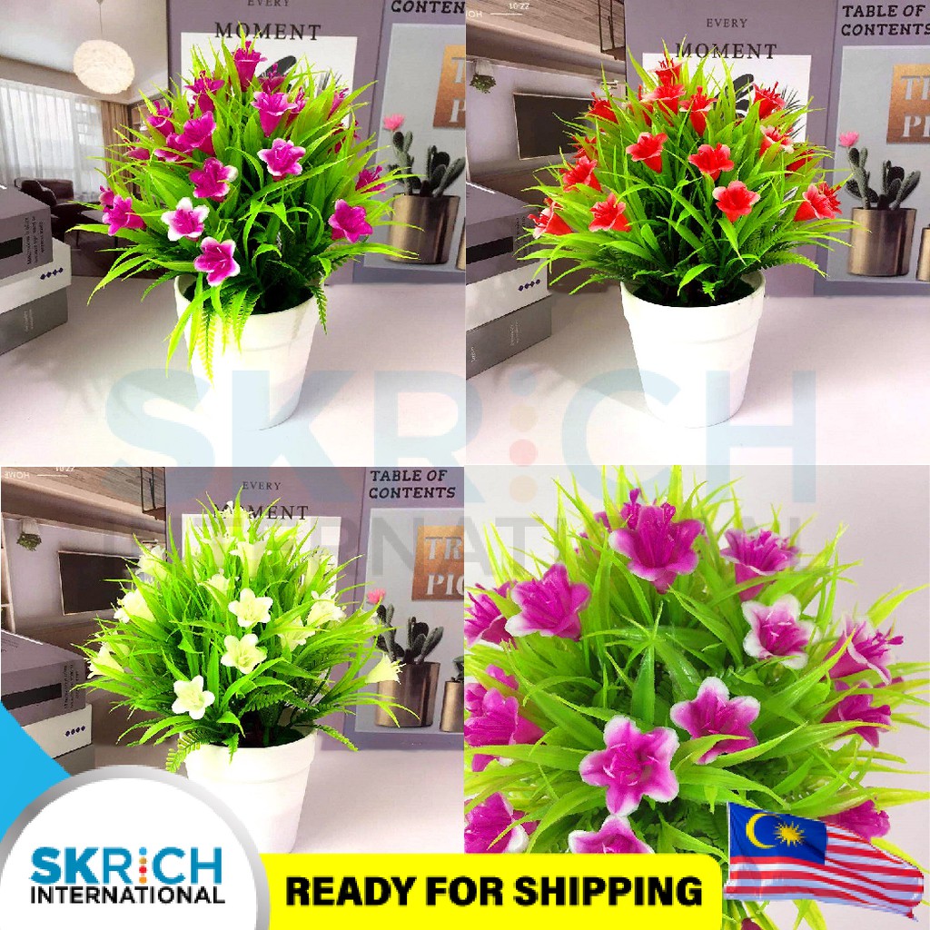 Artificial Flower Bunga Hiasan Meja Mini Bunga Palsu With Pot Pokok ...