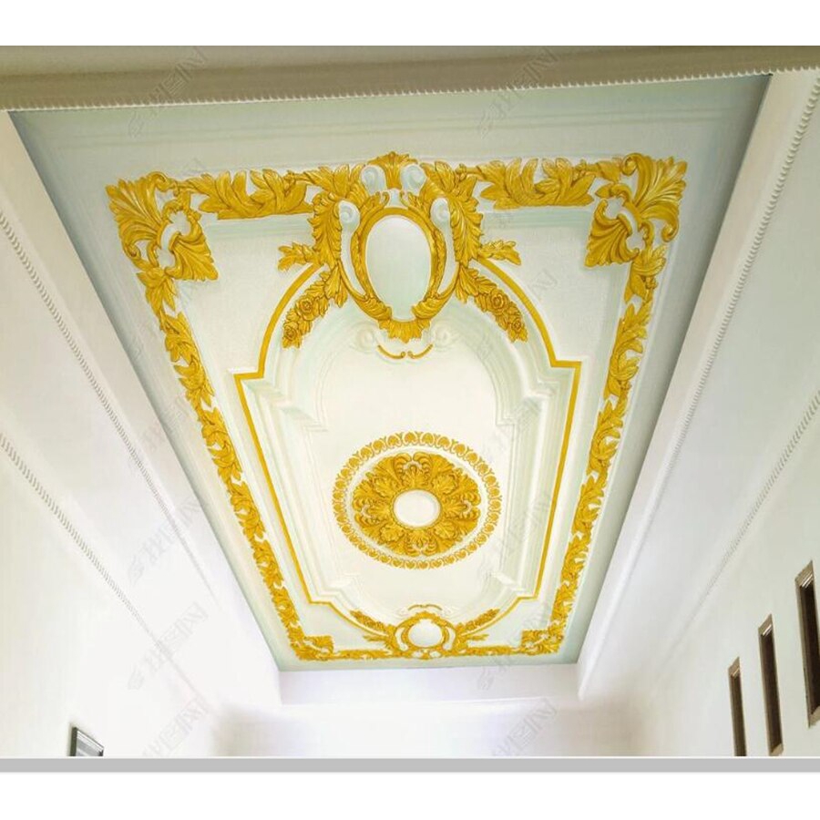 Custom 3d golden relief European style ceiling 3d wallpaper mural ...