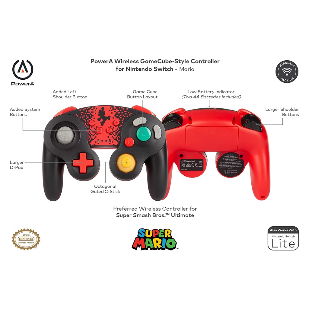 PowerA Nintendo Switch GameCube Style Wireless Controller – Mario ...