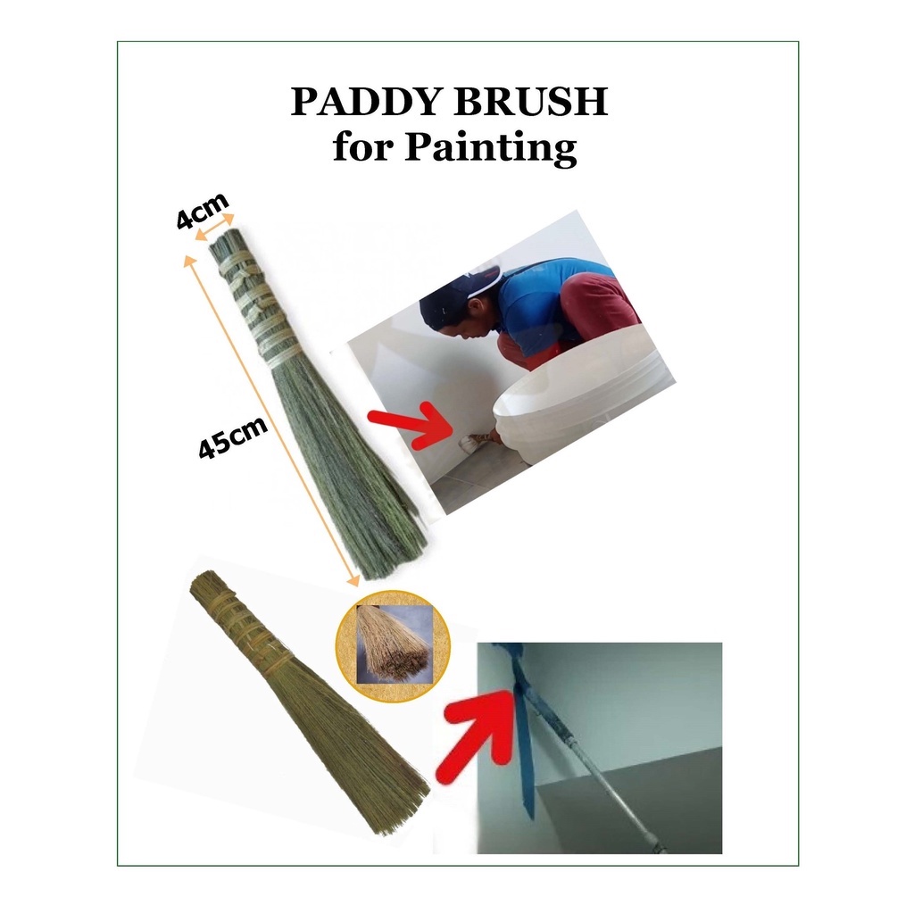 Straw Broom Paddy Paint Brush/ Paddy Emulsion Brush/ Berus Cat Jerami ...