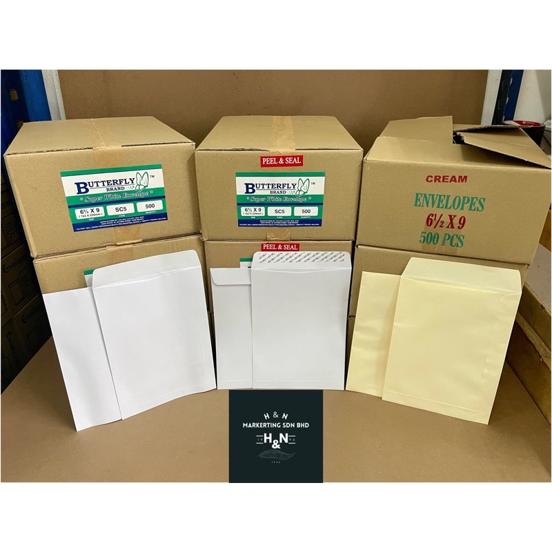 [100% Original] Envelope A5 Size Butterfly White/Brown Envelope (Sampul ...