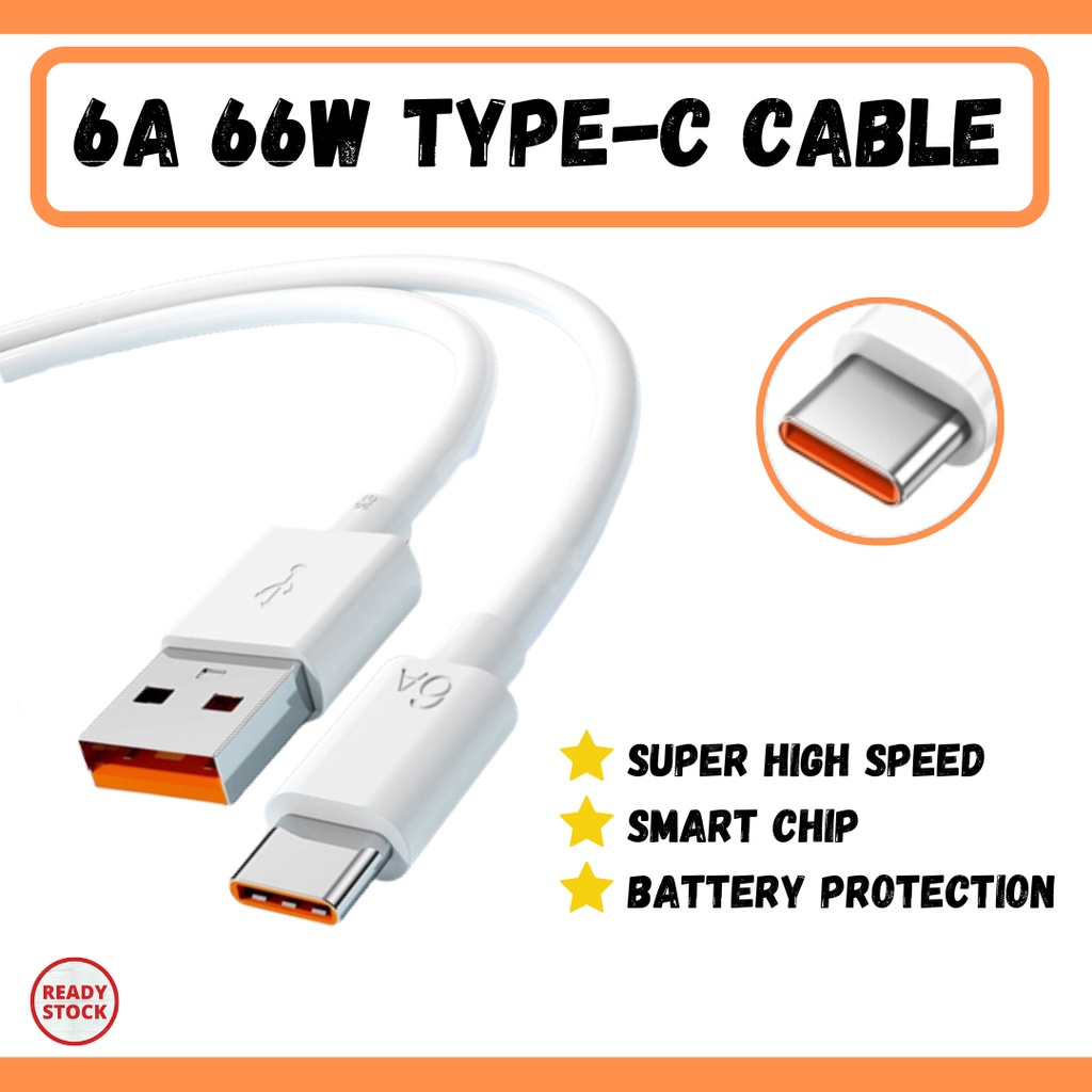 Type-C to USB Cable 6A & 5A Fast Charging Original Cable Data Transfer ...