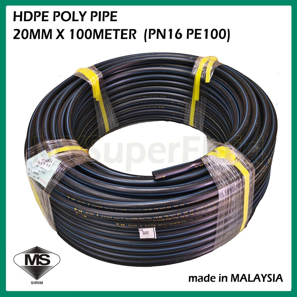 20mm X 100meter HDPE Polypipe Poly Pipe PN16 PE100 SDR11 (SIRIM) | Shopee Malaysia
