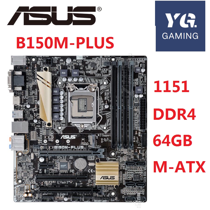 Origina Motherboard Asus B150M-PLUS LGA 1151 DDR4 64GB 5/6gen I3 I5 I7 ...