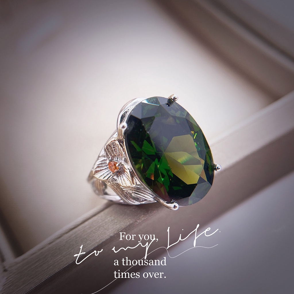Silver 925 original Italian Vintage Engraving Craft Inlaid Peridot Ring ...