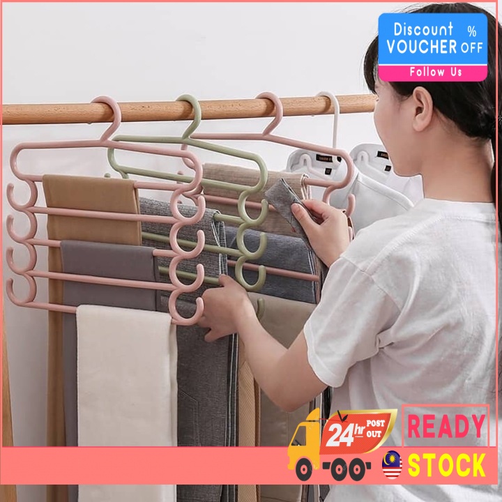 Anti-slip Multiple Layer Trousers Pants Hanger Closet Rack S-Type 5 ...
