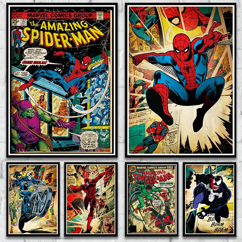 Marvel Poster Collection Spider Man Hulk Captain America High Quality ...