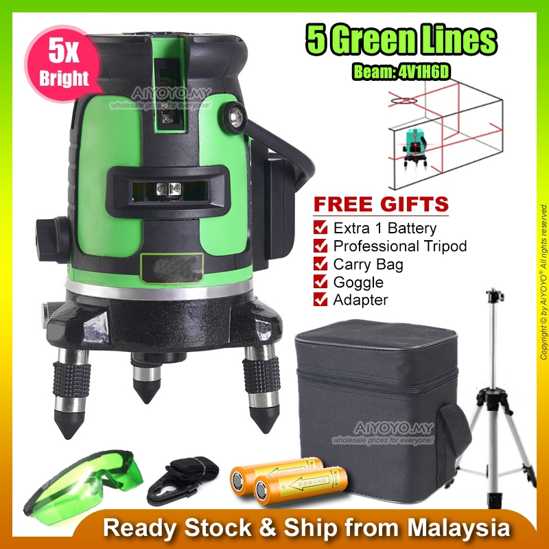 5 Line Laser Level Measurement Green Beam Light Gradienter Measure Self ...