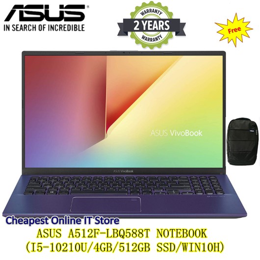 Asus Vivobook A512F-LBQ588T 15.6'' FHD Notebook (I5-10210U/4GB/512GB ...