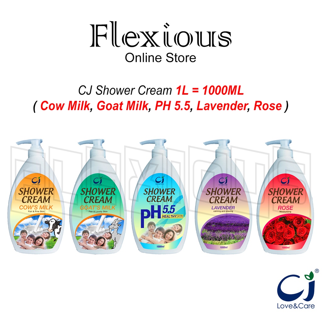 *CJ* Shower Cream 1000ml ( Cow Milk, Goat Milk, PH 5.5, Lavender, Rose ...