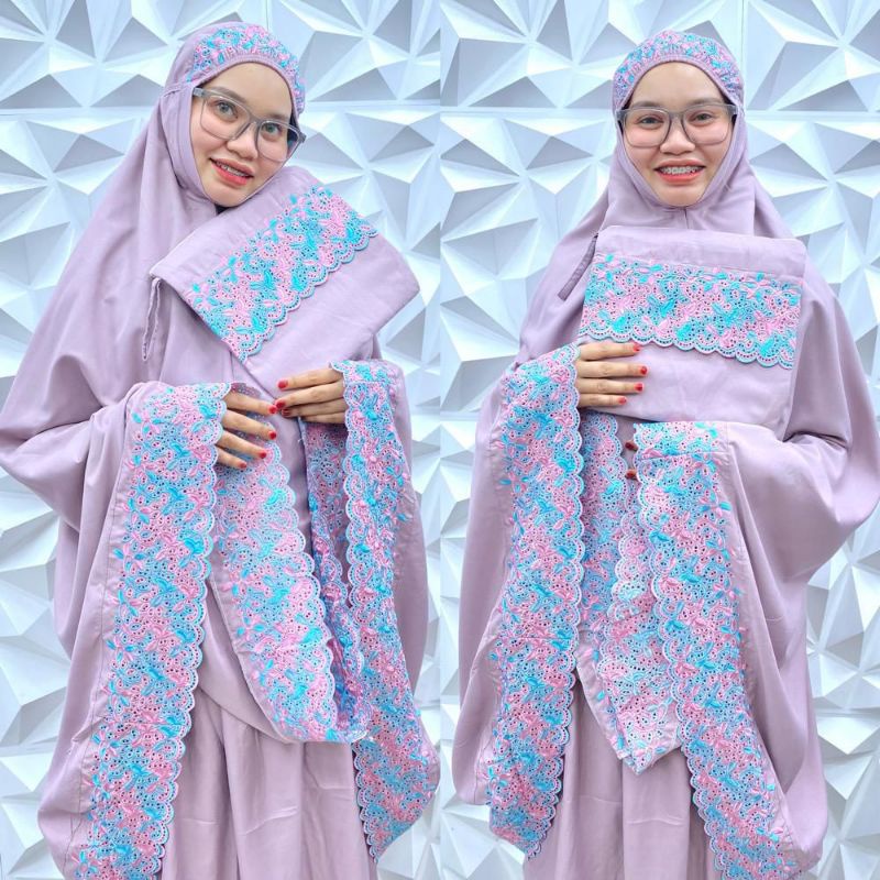 Telekung cotton sulam Exclusive ada beg | Shopee Malaysia