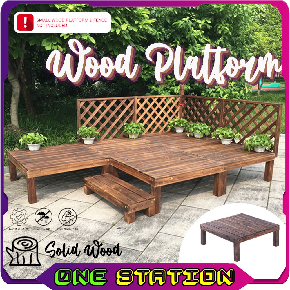 MULTIPURPOSE OUTDOOR GARDEN BALCONY CARBONIZED WOOD PLATFORM 90CM X ...