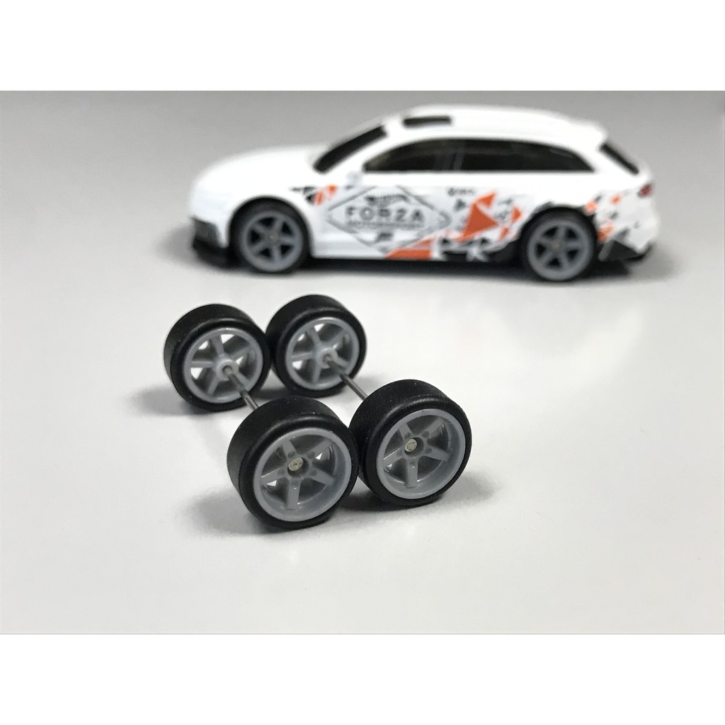 Z096 Hot Wheels Rubber Wheels Tayar Getah 5 spoke Race Grey 10mm Axle ...