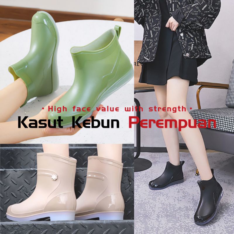 Kasut Sawah/Kebun Perempuan berkualiti tinggi. Ladies Waterproof Rain ...
