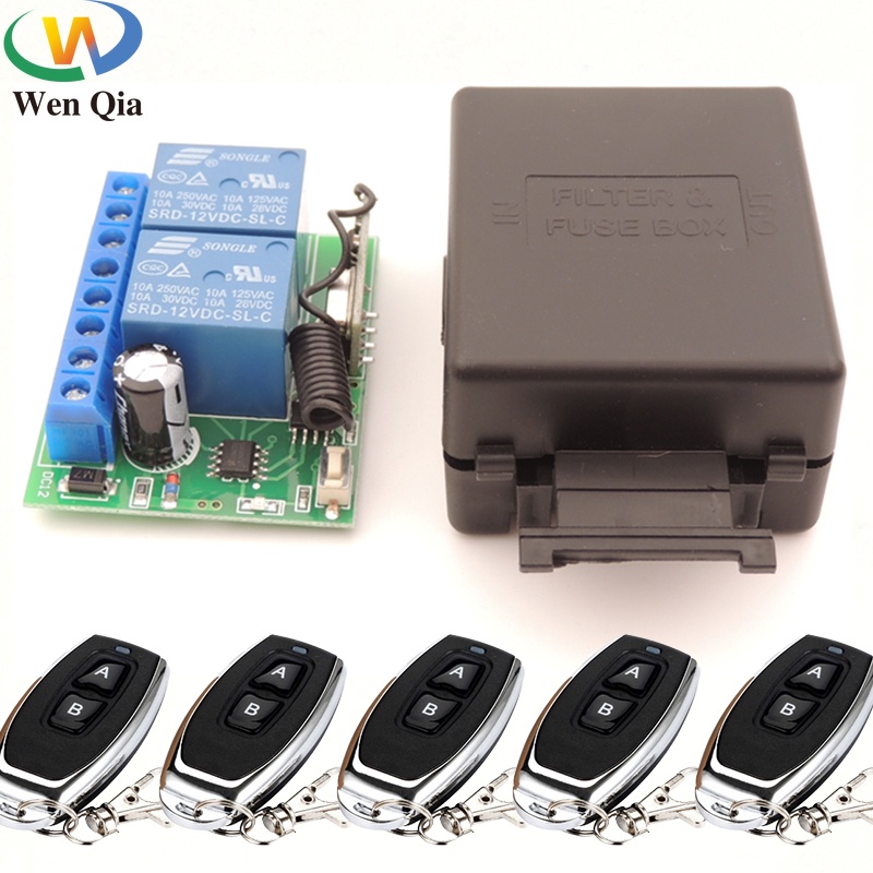 433MHz Universal Wireless Remote Control DC 12V 10A 2CH RF Relay ...