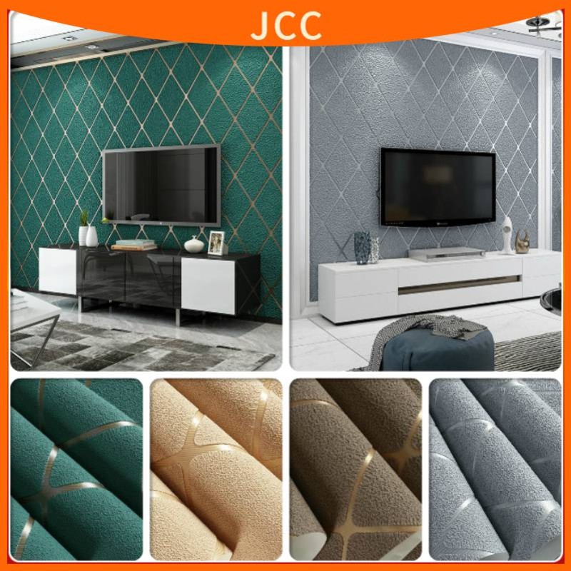 💥 Ready Stock 💥 10M 3D Luxury Wallpaper dinding Modern diamond deerskin ...