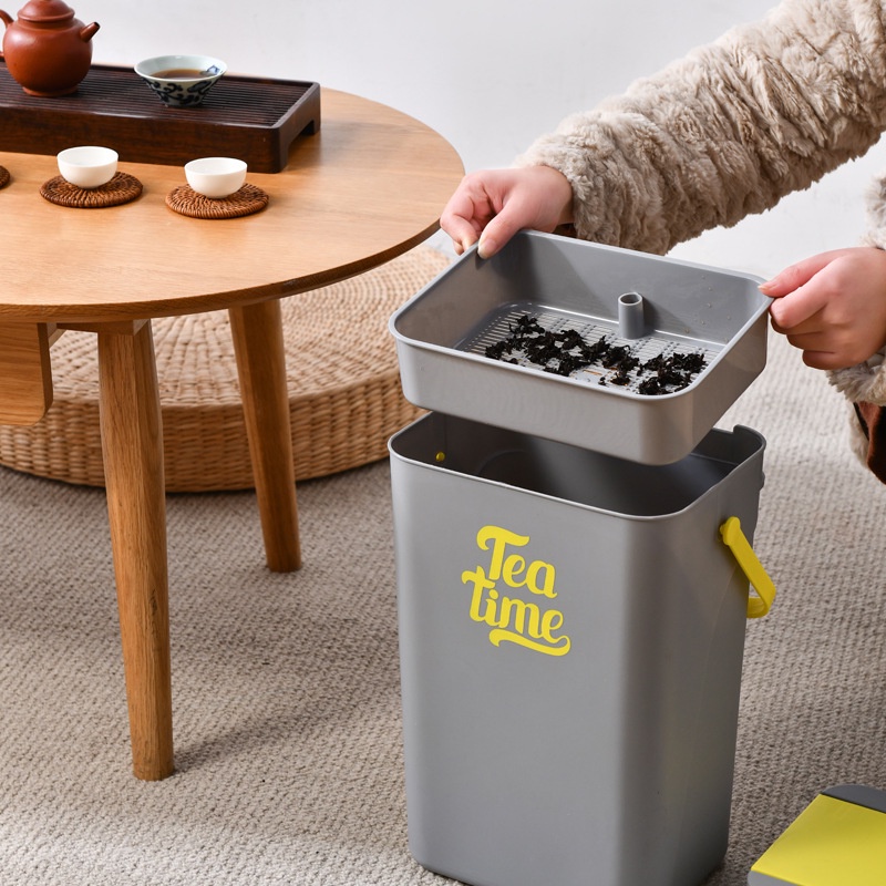 Tea Residue Waste Bucket Slide Cover Dustbin Fruit Tea Coffee Filter ...