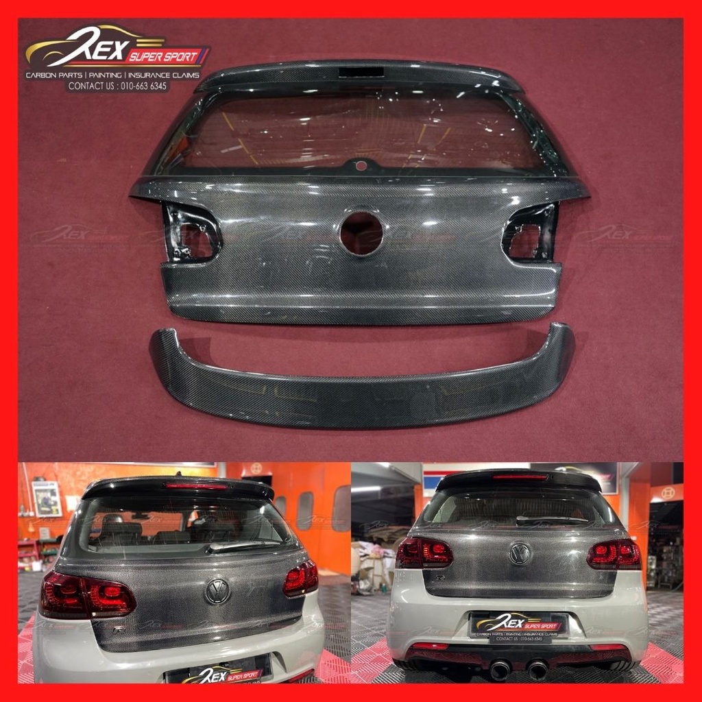 Real Carbon Fiber VW Volkswagen Golf Mk6 TSI GTI R Rear Trunk Boot ...