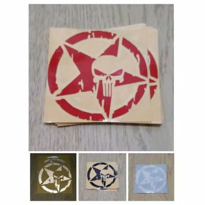 Army sticker 5 Star Skull Cutting Punisher Skull sticker | Shopee Malaysia