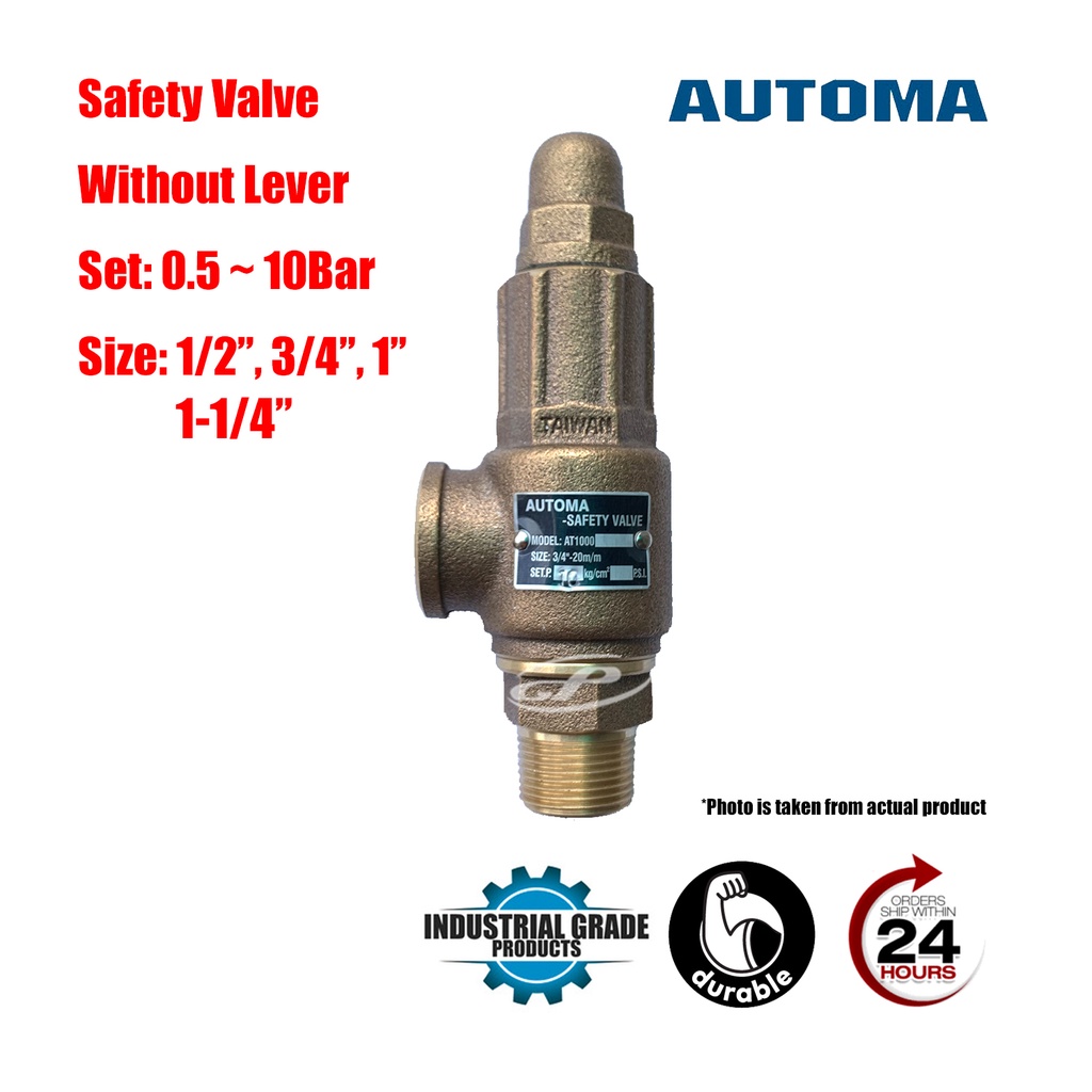 AUTOMA Bronze Safety Valve / Pressure Relief Valve without lever [ 1/2 ...