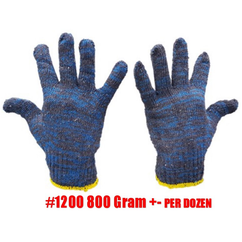 1200# Knitted Cotton Hand Glove (12Pair/Bag) Thick Type / Sarung Tangan Kain 850G+- OR #104 400G ...