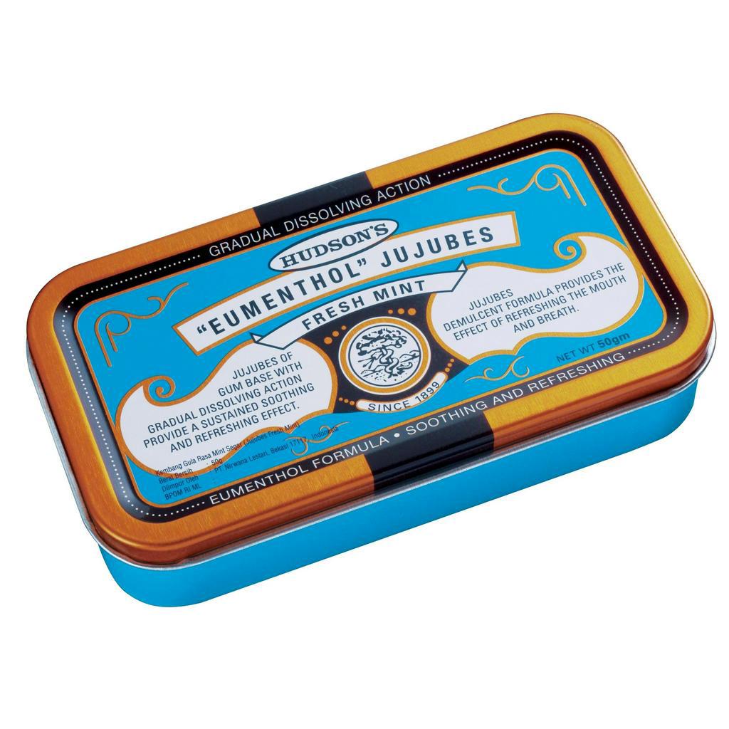 Hudson's Eumenthol Jujubes Tin 50g (Classic | Honey Lemon | Fresh Mint ...