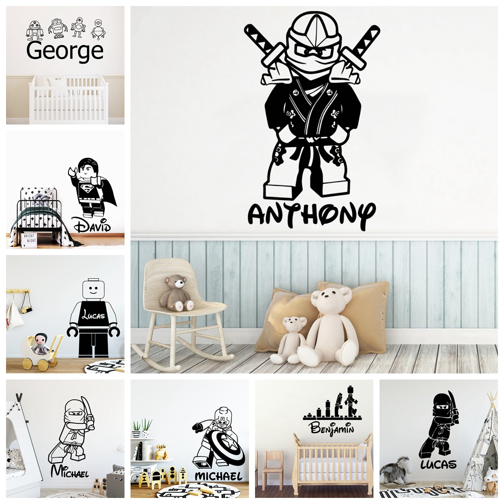 Cute Lego Superman custom name Vinyl Decals Wall Sticker For Kids Rooms ...