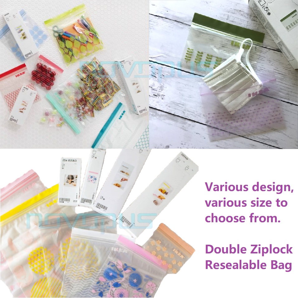 ISTAD Resealable Plastic Ziplock Bag / Double Ziplock Plastic Bag / Food Storage Bag / Freezer ...