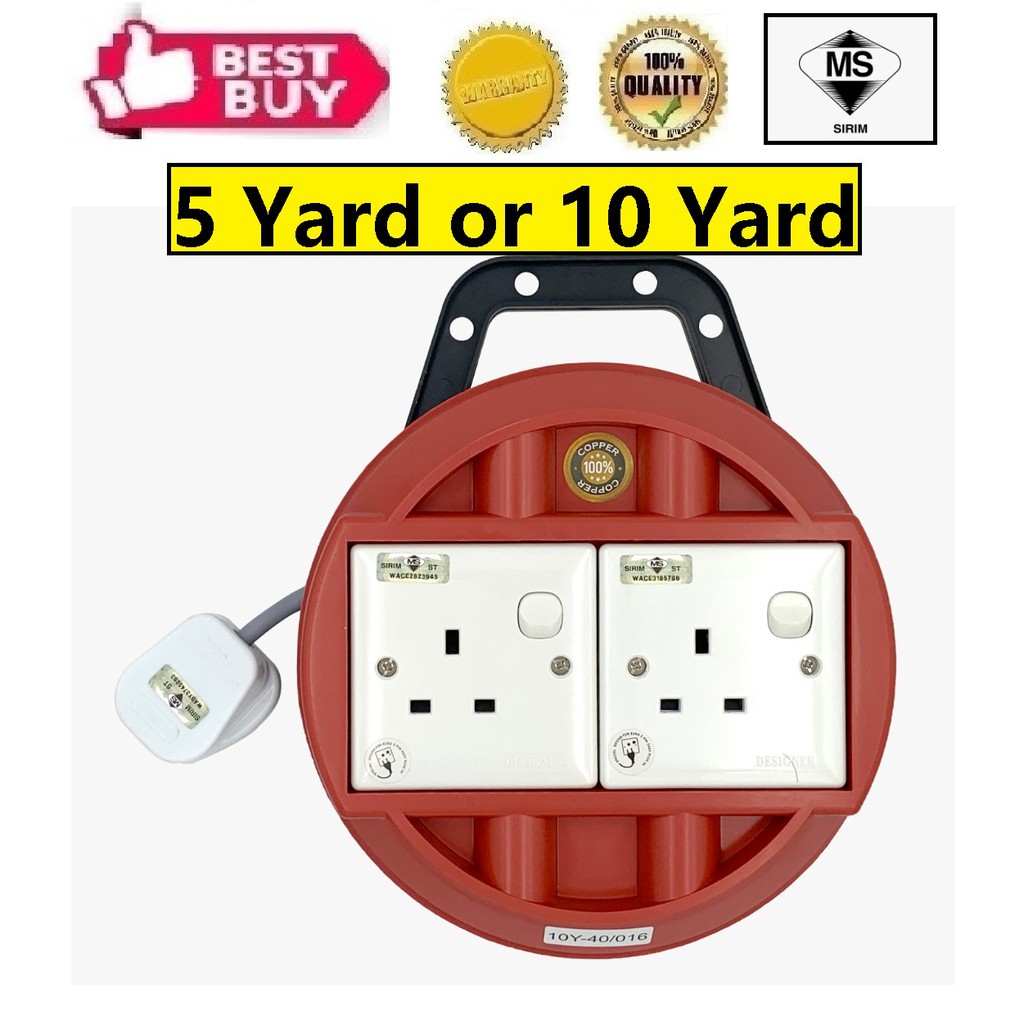 (Full Copper) Double Socket 2x13A (Extension Cord Reel/Wire Box) (40/ ...