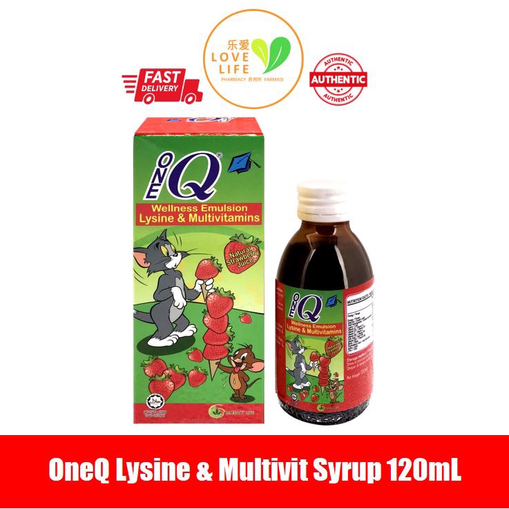 OneQ (One Q) Wellness Emulsion Lysine & Multivitamin / Prebiotic Syrup ...